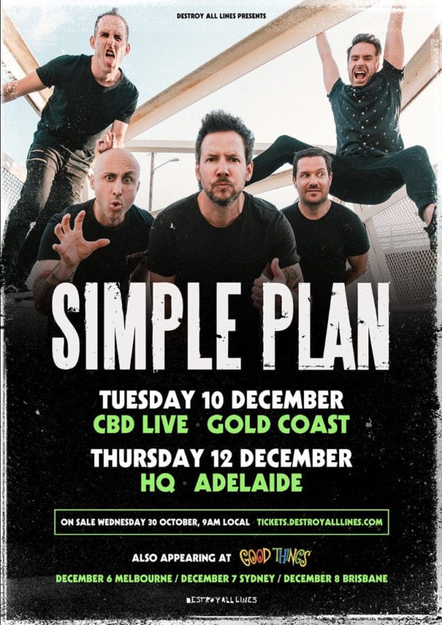 SIMPLE PLAN Announce Gold Coast & Adelaide Good Things Side Show Dates ...