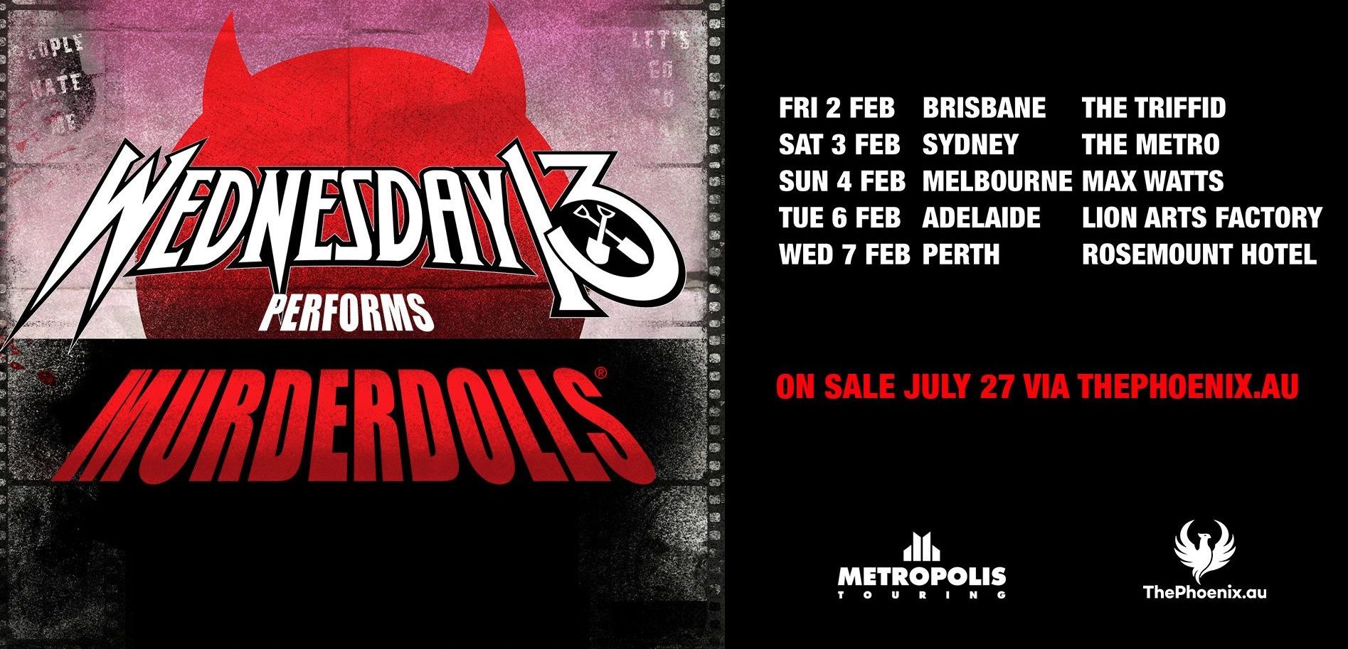 WEDNESDAY 13 Performing MURDERDOLLS Australian Tour Kicks Off Tonight ...