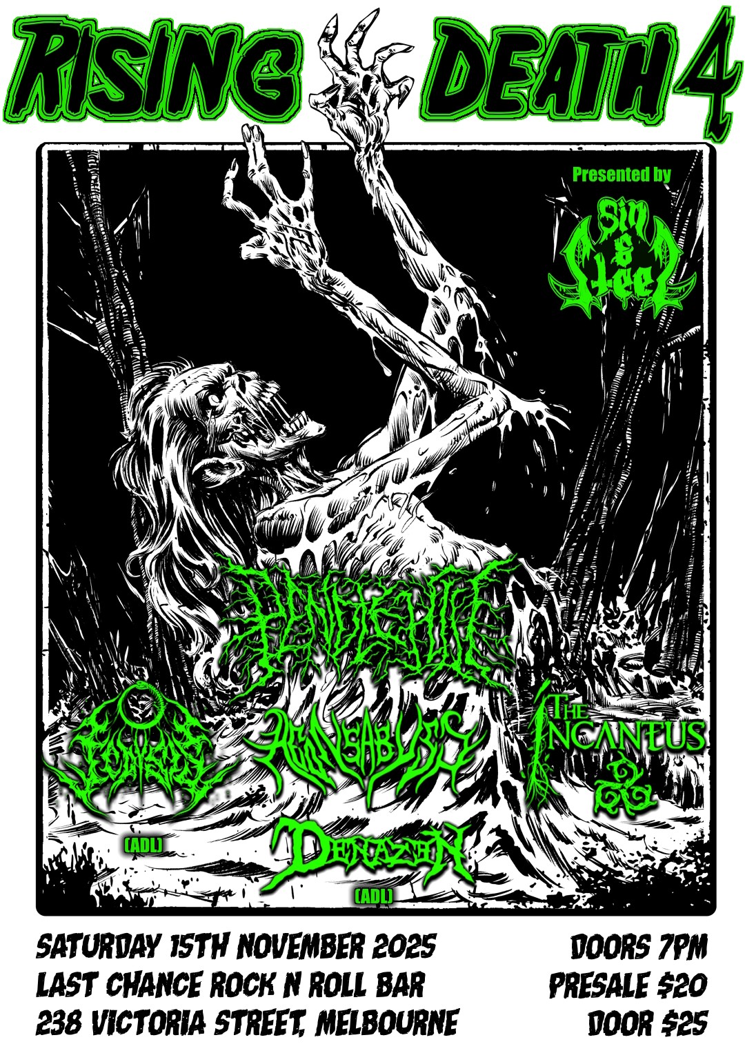 SIN AND STEEL Present RISING DEATH 4 At LAST CHANCE ROCK & ROLL BAR ...